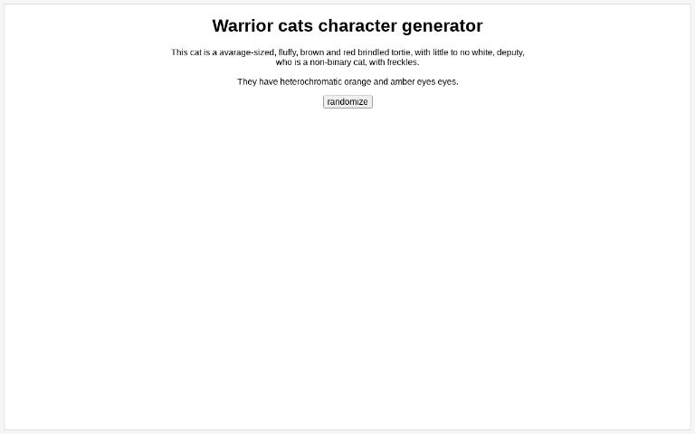 Warrior cats character generator
