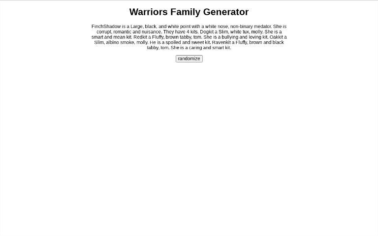 Warriors Family Generator
