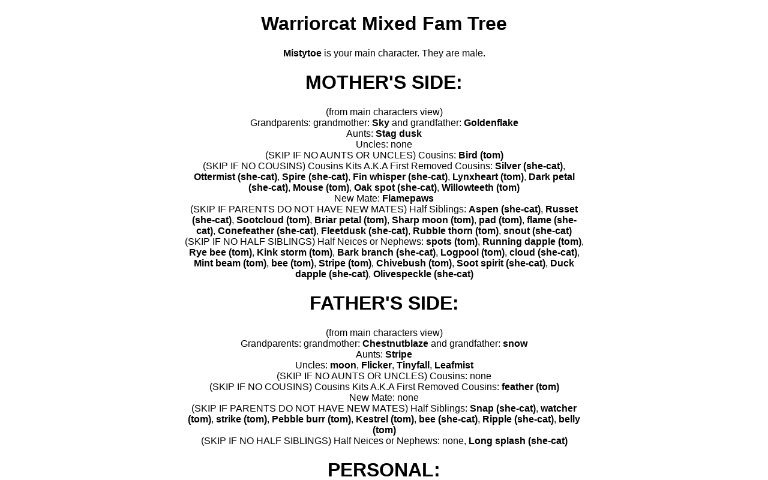 Warriorcat Mixed Fam Tree ― Perchance Generator