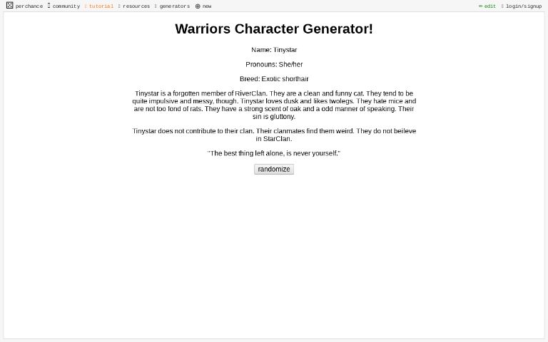 Warriors Character Generator!
