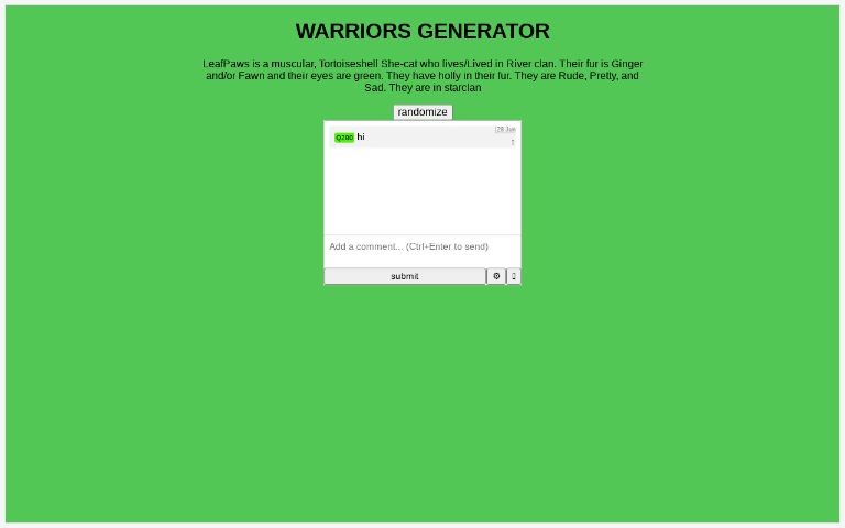 WARRIORS GENERATOR