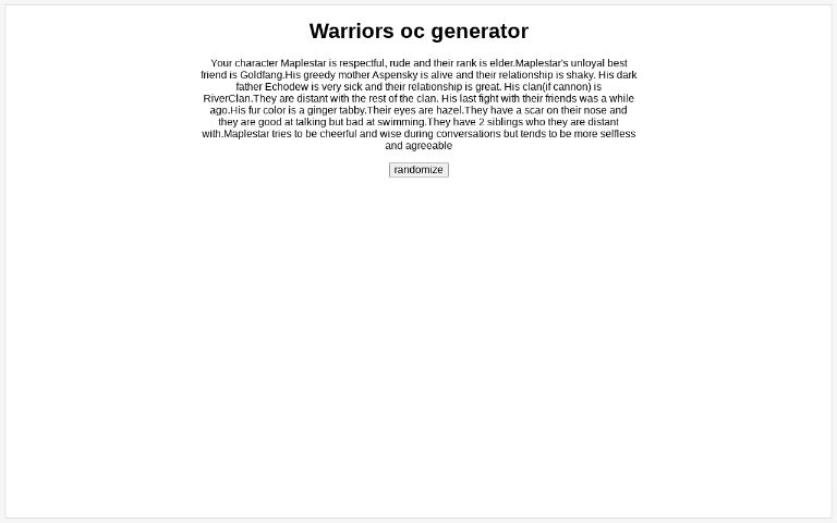 Warriors oc generator