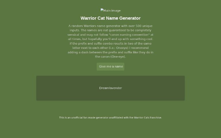 Warrior Cat Name Generator