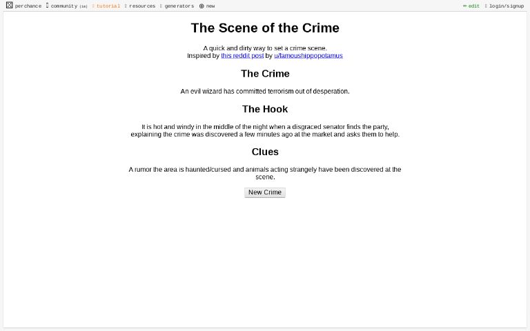 The Scene of the Crime ― Perchance Generator