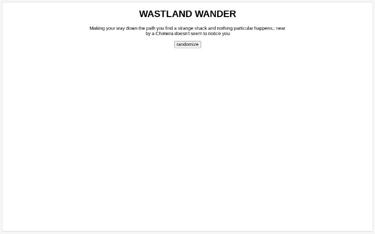 WASTLAND WANDER ― Perchance Generator