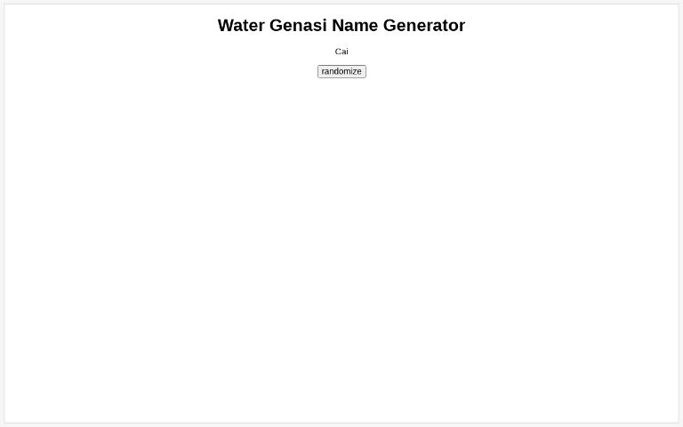 Water Genasi Name Generator