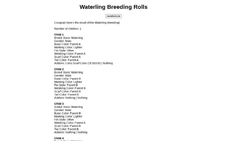 Waterling Breeding Rolls ― Perchance Generator