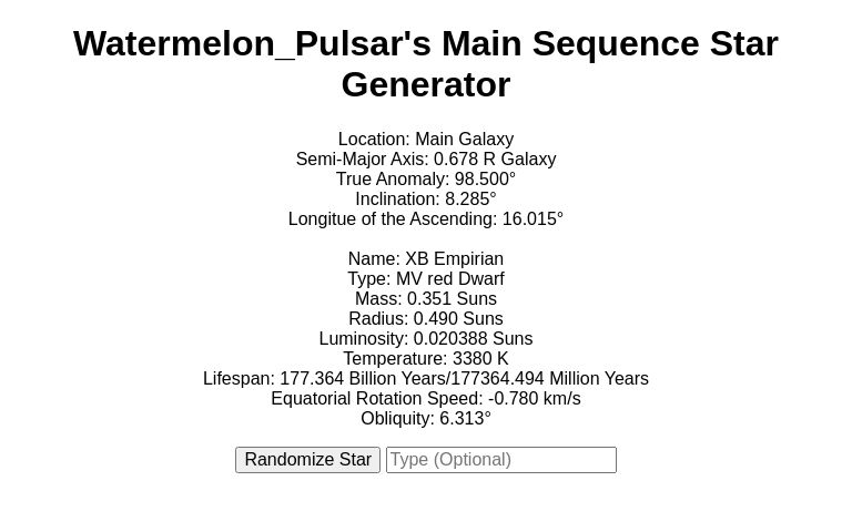 Watermelon_Pulsar's Main Sequence Star Generator