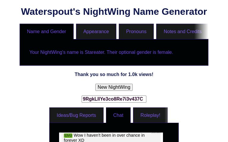 Waterspout's NightWing Name Generator