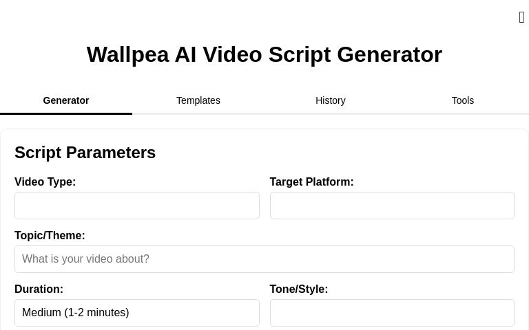 Wallpea AI Video Script Generator