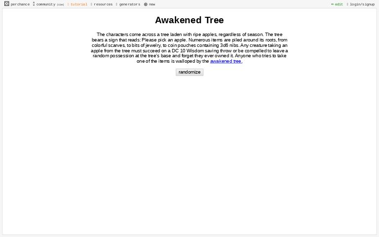 Awakened Tree ― Perchance Generator