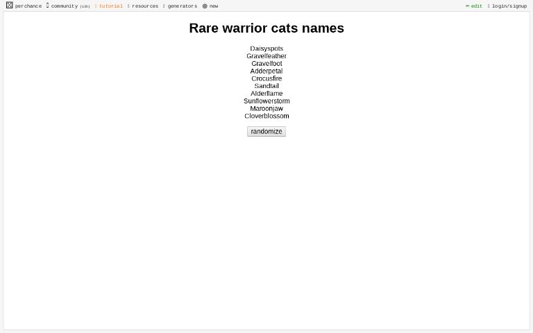Rare warrior cats names ― Perchance Generator