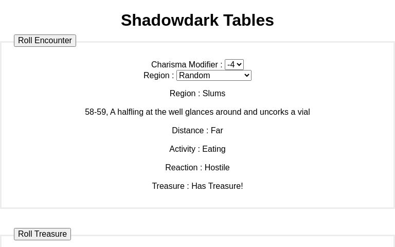 Shadowdark Tables ― Perchance Generator