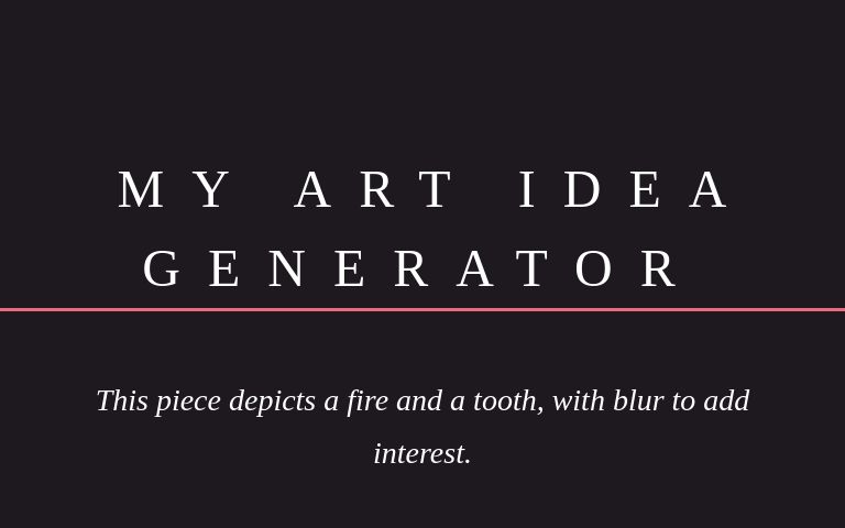 My Art Idea Generator