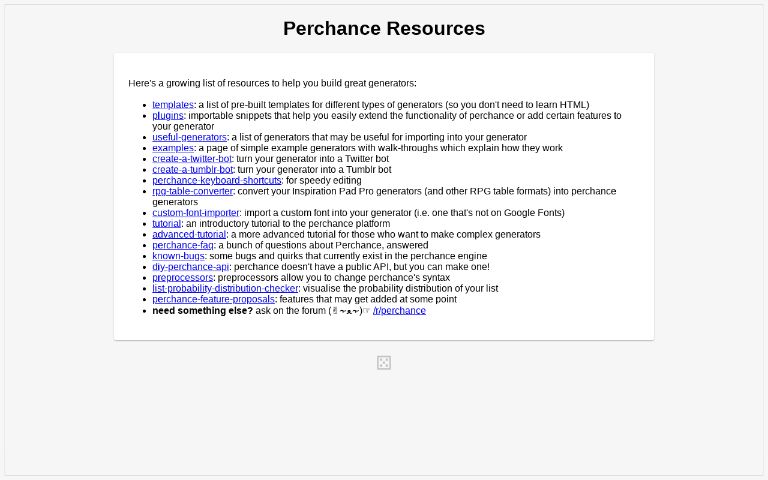 Perchance Resources ― Perchance Generator