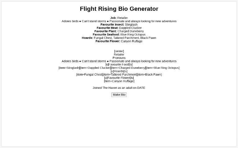 Flight Rising Bio Generator
