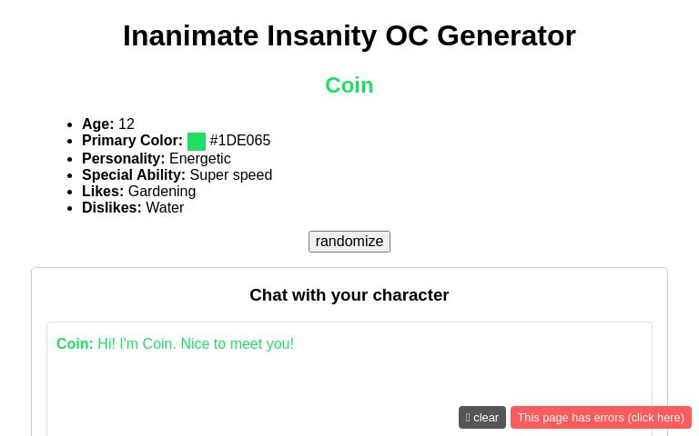 Inanimate Insanity OC Generator