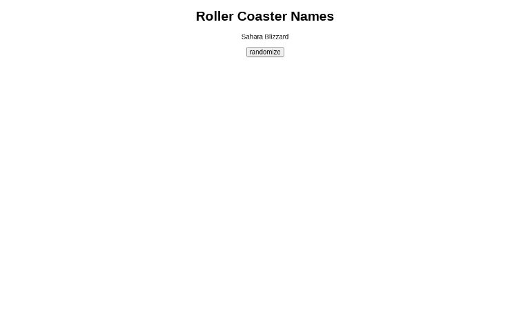 Roller Coaster Names ― Perchance Generator