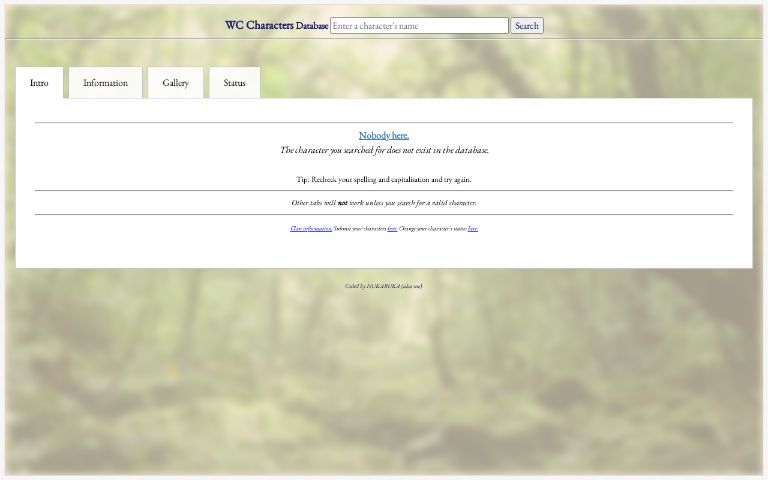 Wc Characters Database ― Perchance Generator