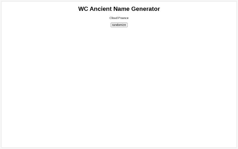 WC Ancient Name Generator