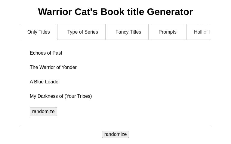 Warrior Cat's Book title Generator