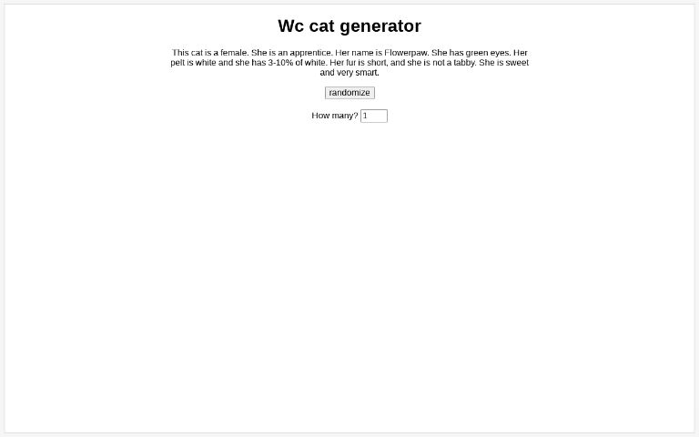 Wc cat generator