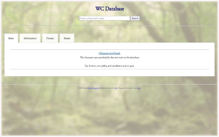 WC Database ― Perchance Generator