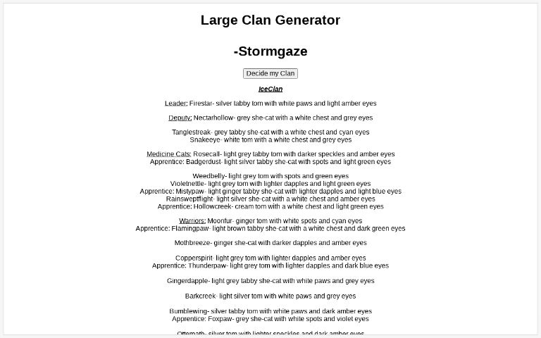 Large Clan Generator-Stormgaze