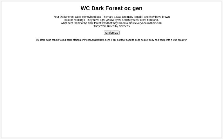WC Dark Forest oc gen