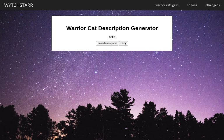 Warrior Cat Description Generator