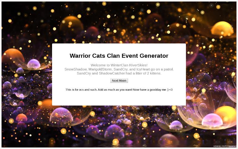 Warrior Cats Clan Event Generator