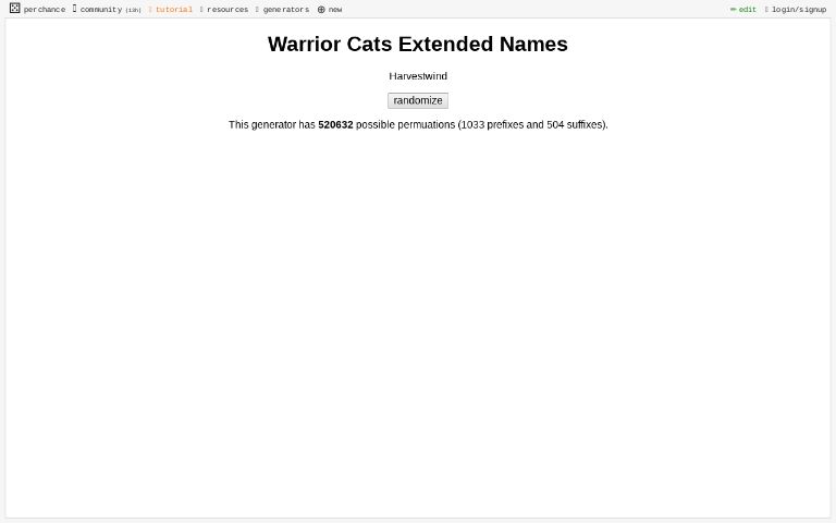 Warrior Cats Extended Names ― Perchance Generator
