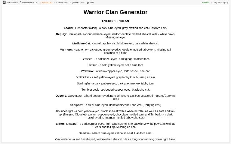 Warrior Clan Generator
