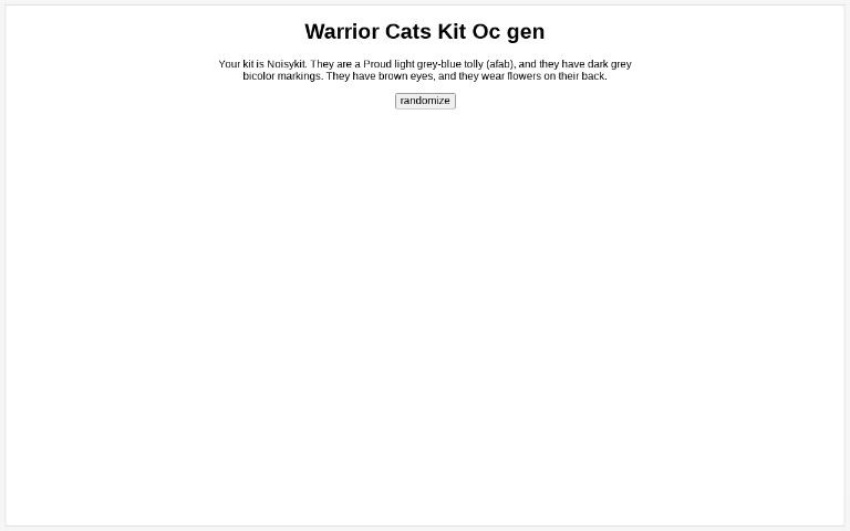 Warrior Cats Kit Oc gen
