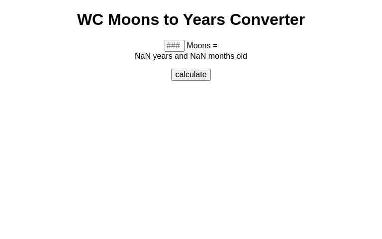 WC Moons to Years Converter ― Perchance Generator