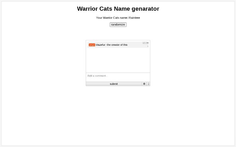 Warrior Cats Name genarator ― Perchance Generator