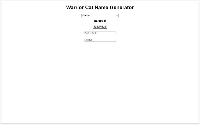 Warrior Cat Name Generator