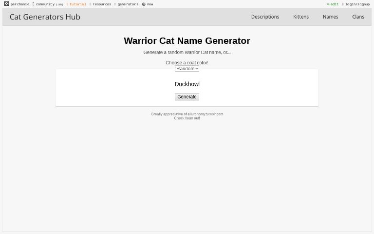 Warrior Cat Name Generator