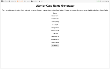 Warrior Cats Name Generator