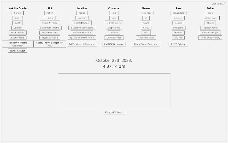 Ironsworn Oracles Expanded ― Perchance Generator