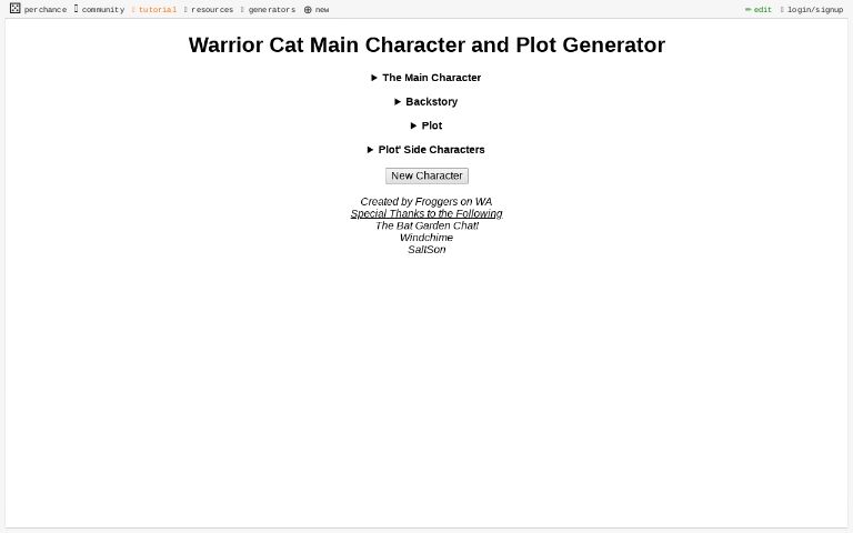 Warrior Cat Main Character and Plot Generator