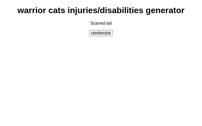 warrior cats injuries/disabilities generator