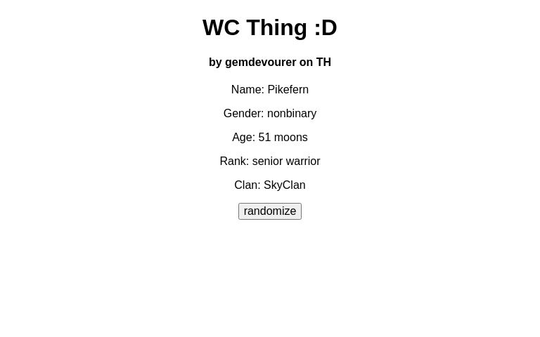WC Thing :D ― Perchance Generator