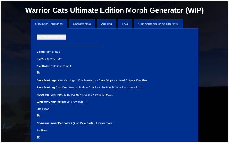 Warrior Cats Ultimate Edition Morph Generator (WIP)