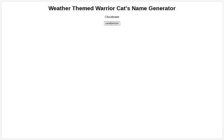 Weather Themed Warrior Cat's Name Generator