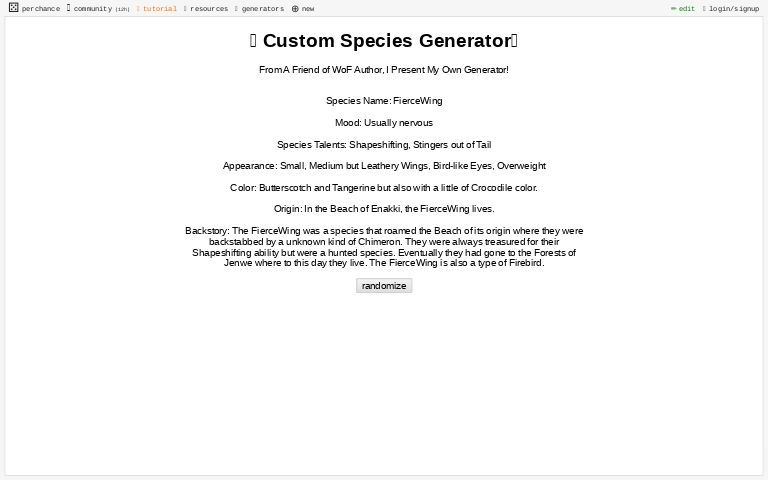 🪶 Custom Species Generator🪶