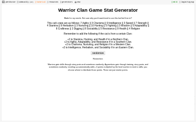 Warrior Clan Game Stat Generator