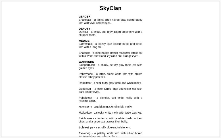 ShadowClan ― Perchance Generator