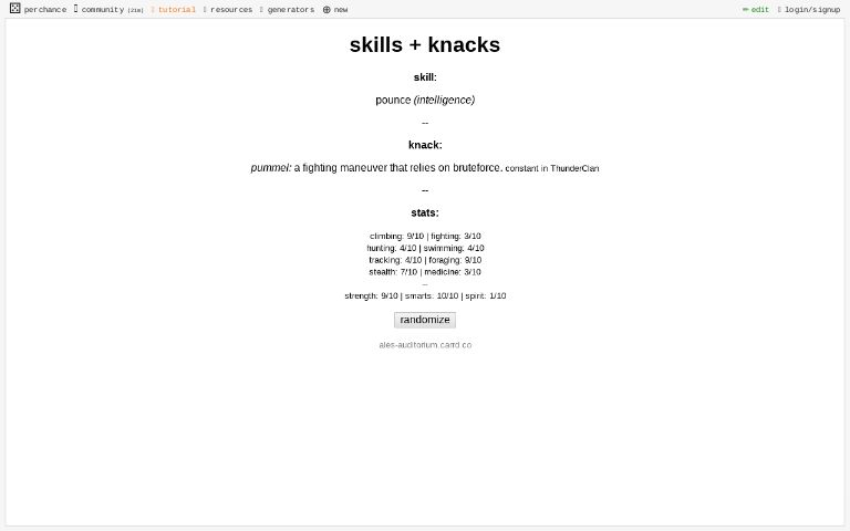 skills + knacks ― Perchance Generator
