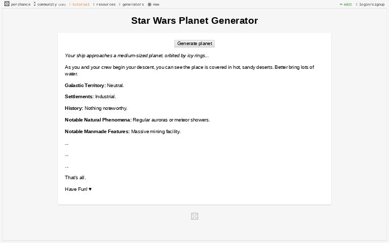 Star Wars Planet Generator